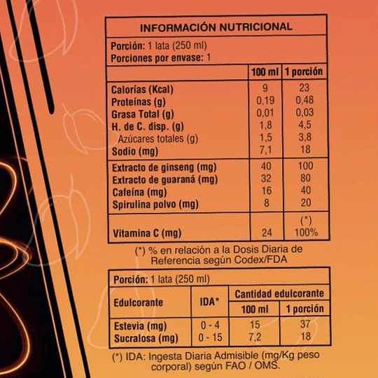Bebida Energética Mango - Atom Fruit (250 ml) - Pehuén Alimentos